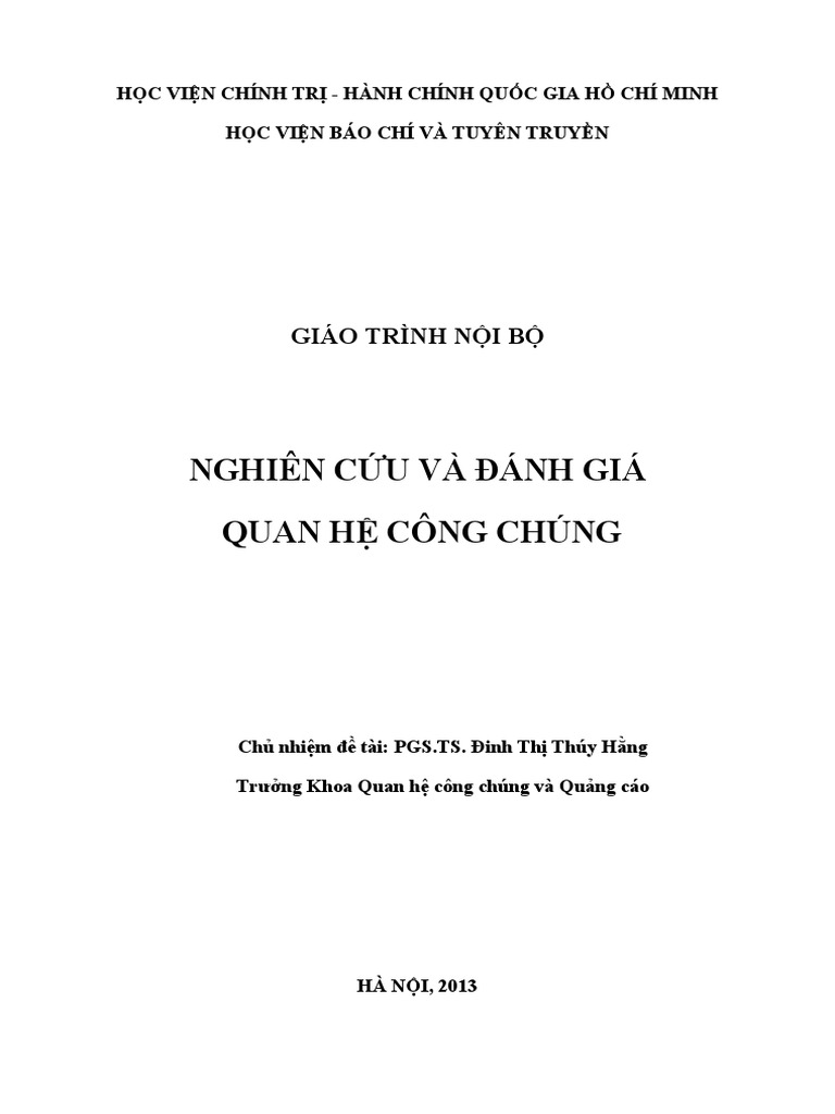 Giáo Trình Nghiên C U Và Đánh Giá QHCC 2 | PDF