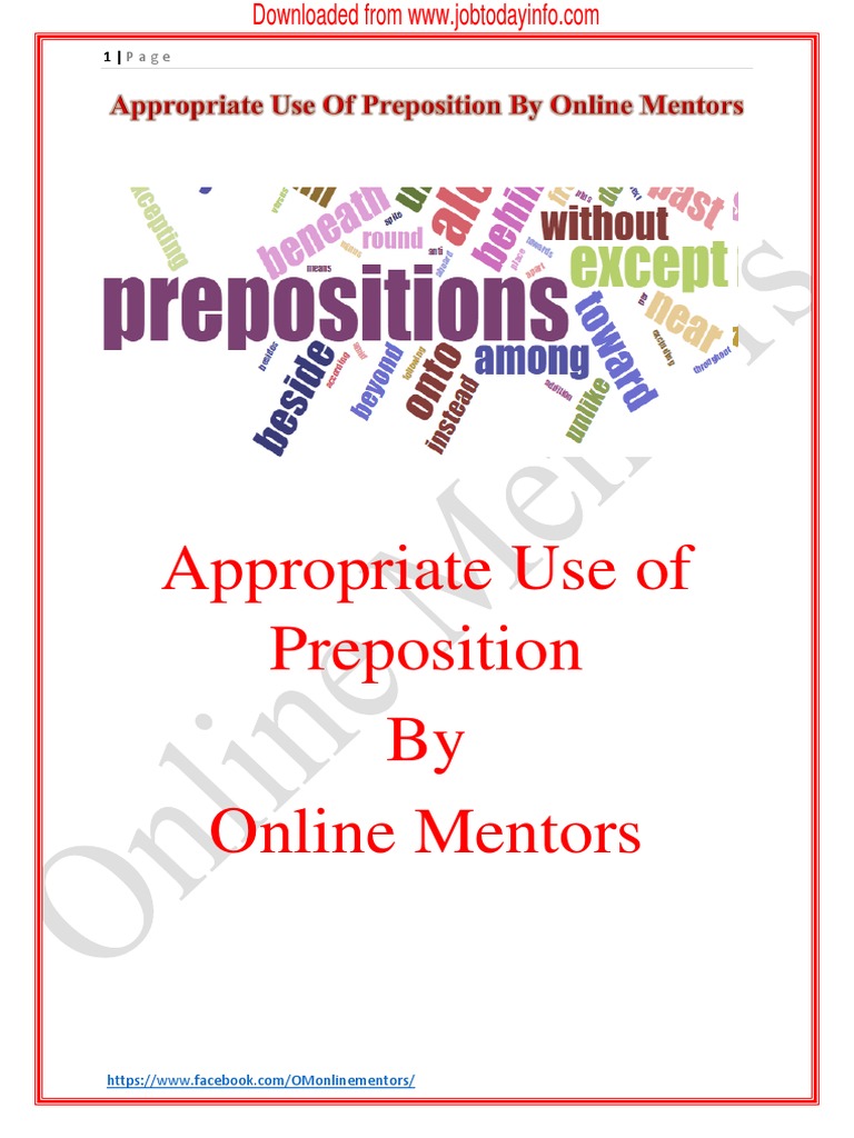 Appropriate Use of Preposition | PDF