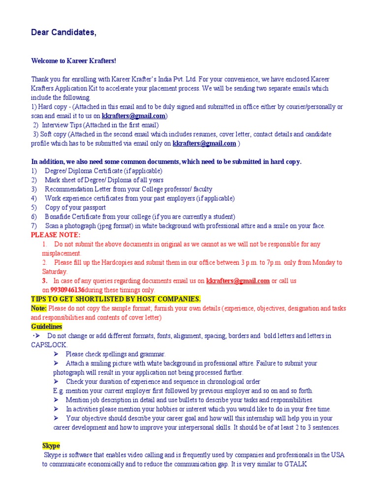 Dear Candidates | PDF