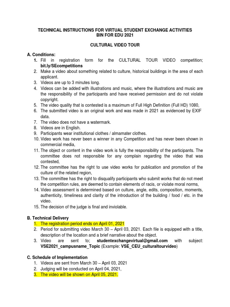 Technical Instructions For Virtual Student Exchange Activities | PDF ...