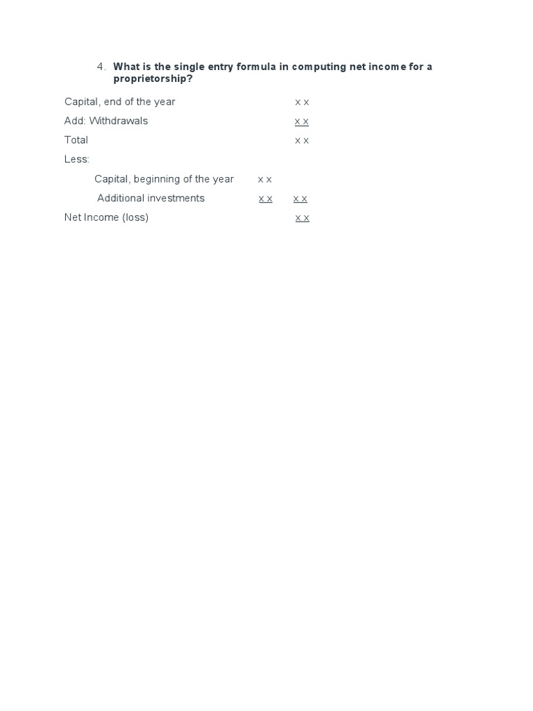 Single Entry Formula for Net Income | PDF | Career & Growth | Business