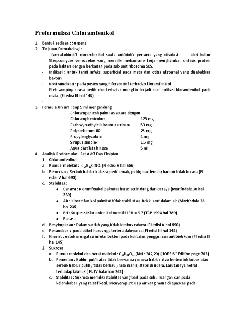 Preformulasi Chloramfenikol Shift 9 Kel 1 | PDF