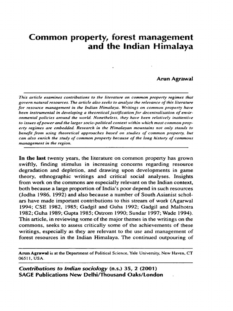 Common Property Resource Management Himalayas | PDF | Social Capital ...