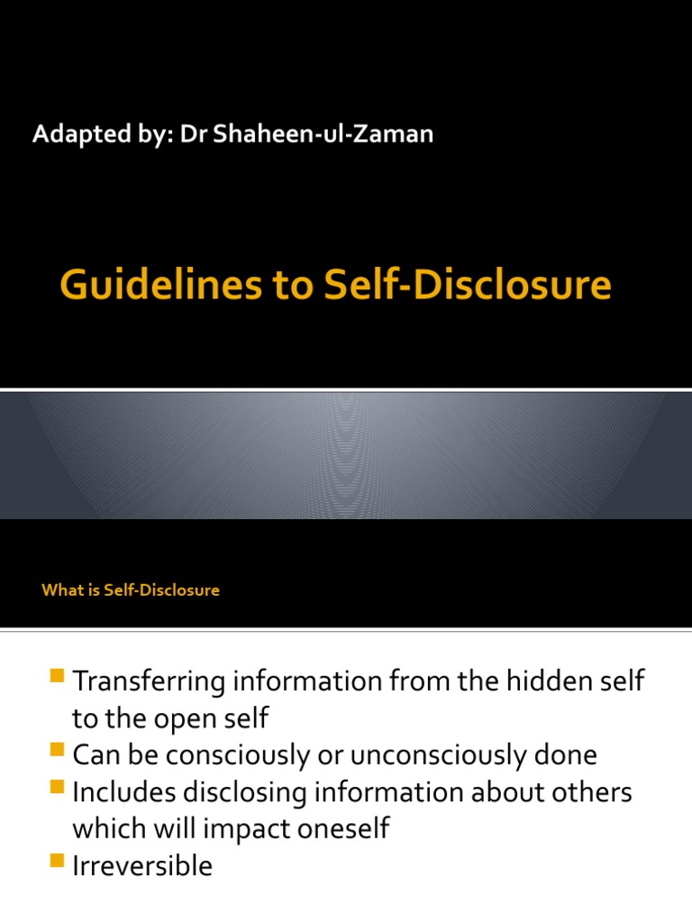 Guidelines for Ethical and Effective Self-Disclosure | PDF | Social ...