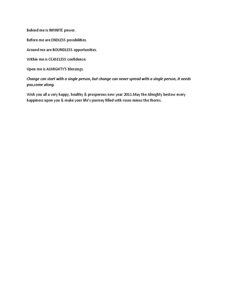 New Year 2011: Embrace Change & Blessings | PDF | Self-Improvement ...