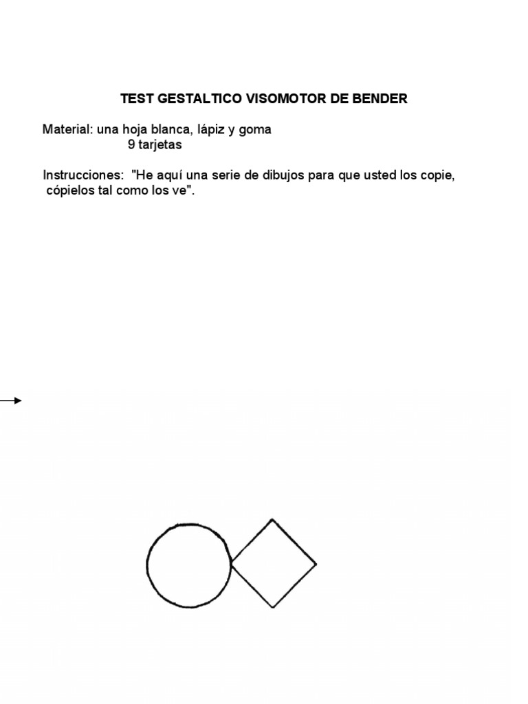 Test Gestáltico Bender: Instrucciones y Materiales | PDF
