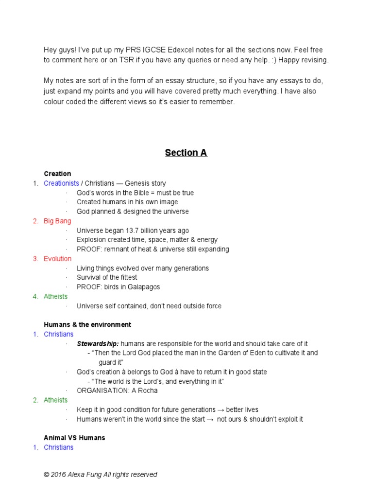 PRS IGCSE Revision Notes | Download Free PDF | God | Catholic Church