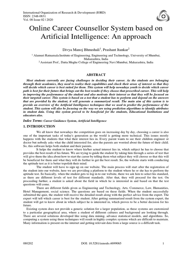 AI-Based Career Guidance System | PDF | Fuzzy Logic | Artificial ...