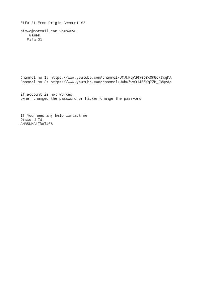 Fifa 21 Free Origin Account 2021 | PDF