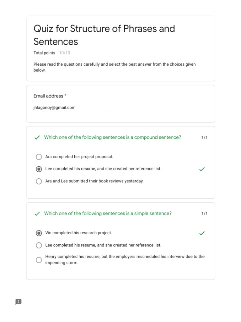 Quiz For Structure of Phrases and Sentences | PDF | Phrase | Adjective