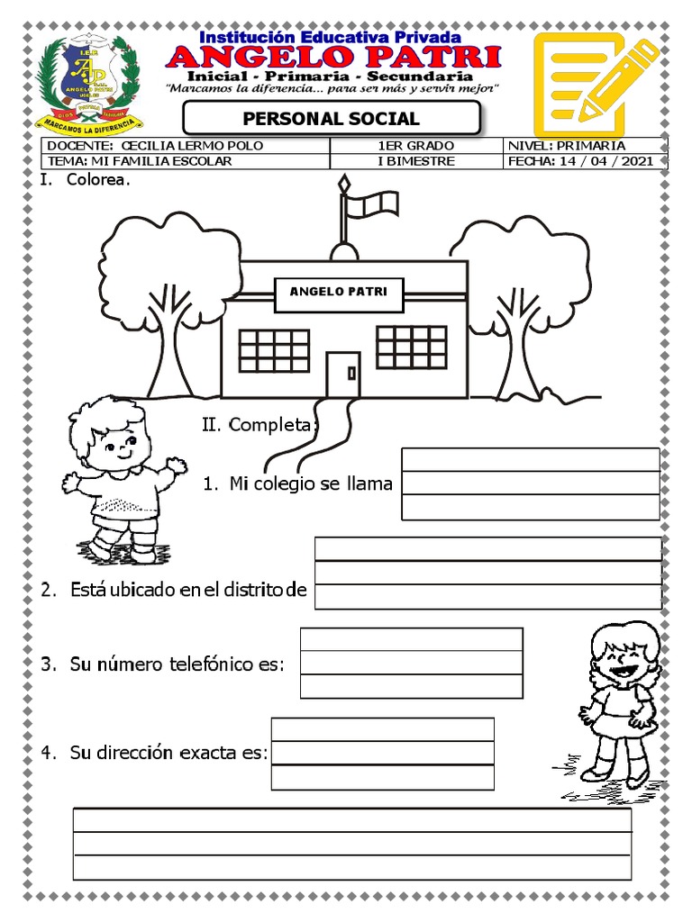 Mi Familia Escolar para Colorear | PDF | Artes del Lenguaje y ...