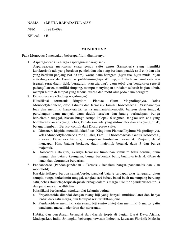 MONOCOTS 2 - Mutia Rahadatul Aisy | PDF