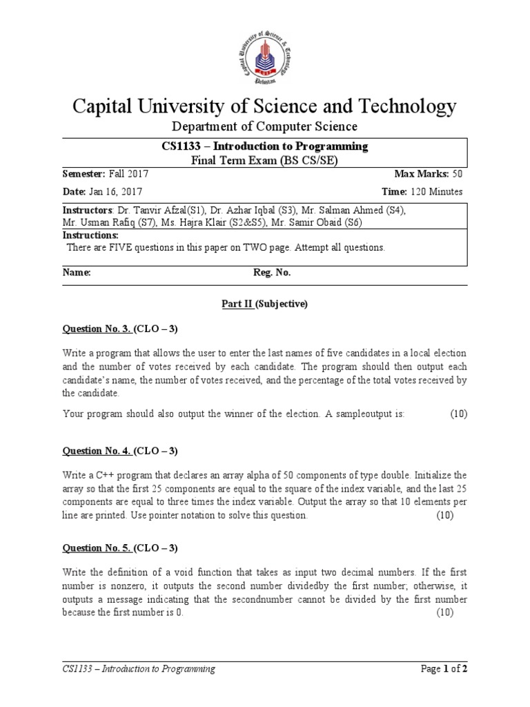 Capital University of Science and Technology | PDF | Array Data ...