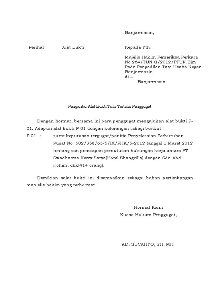 Surat Pengantar Alat Bukti | PDF