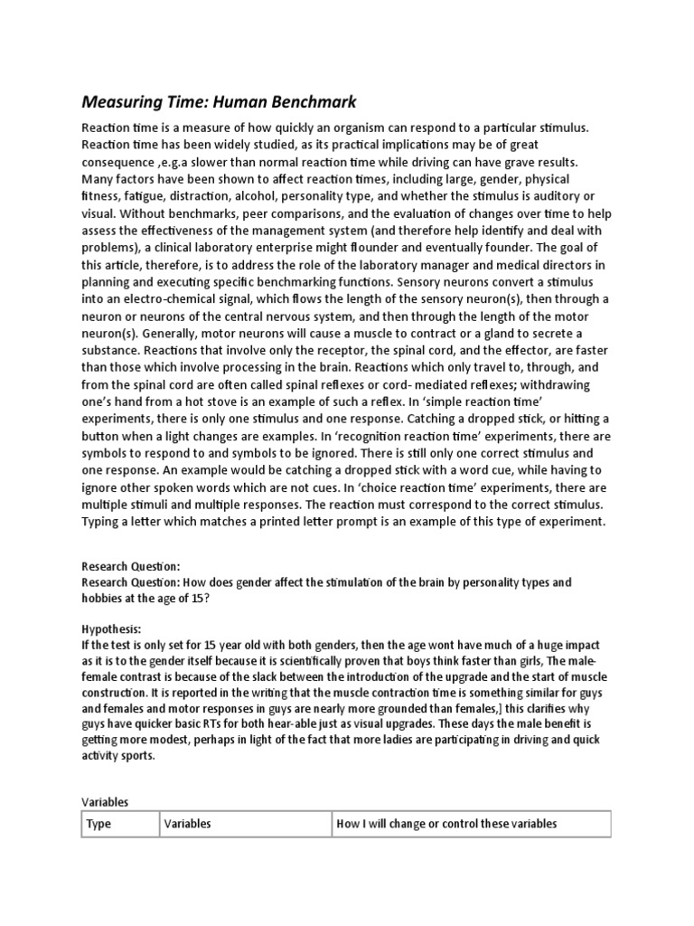 Human Benchmark Reaction Time Study | PDF | Stimulus (Physiology ...