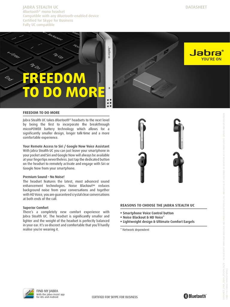 Jabra Stealth - Datasheet - UC | PDF | Bluetooth | Consumer Electronics