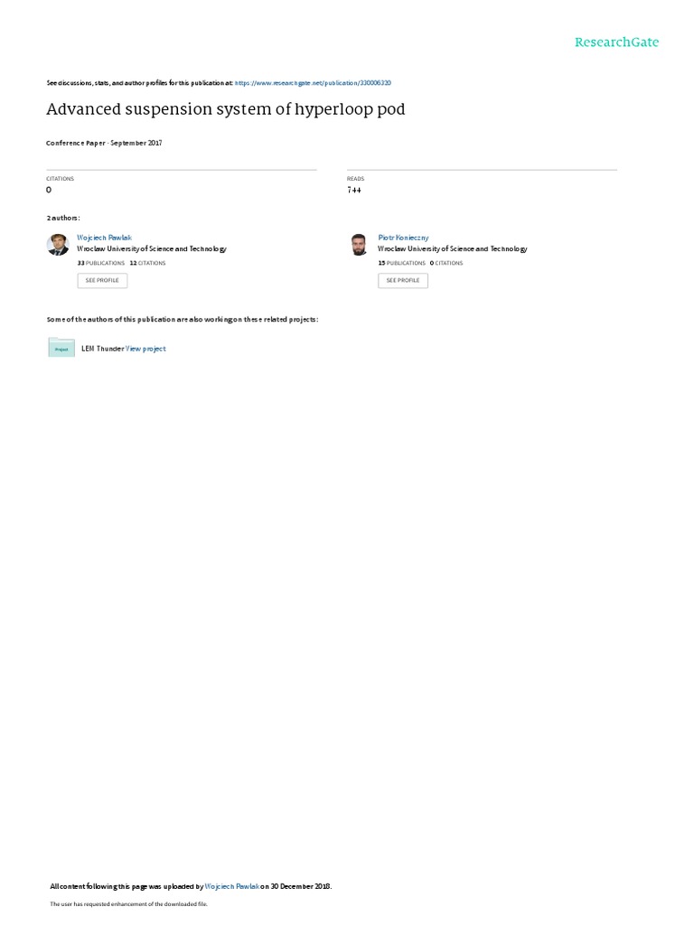 Advanced Suspension System of Hyperloop Pod | PDF | Hyperloop | Train