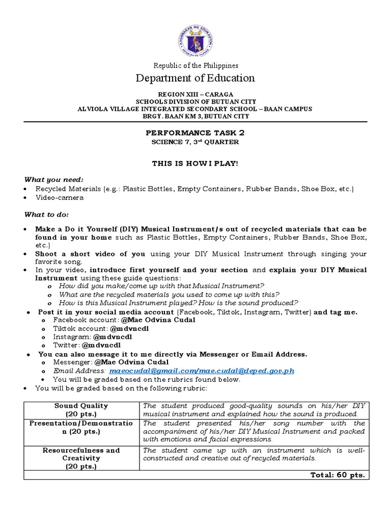 Science 7 - Performance Task 2 - 3rd Quarter | PDF