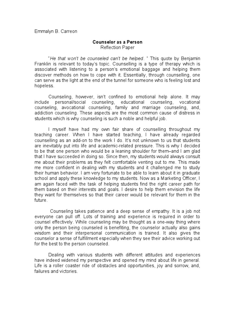 Counselor Reflection on Helping Students Through Life's Challenges ...