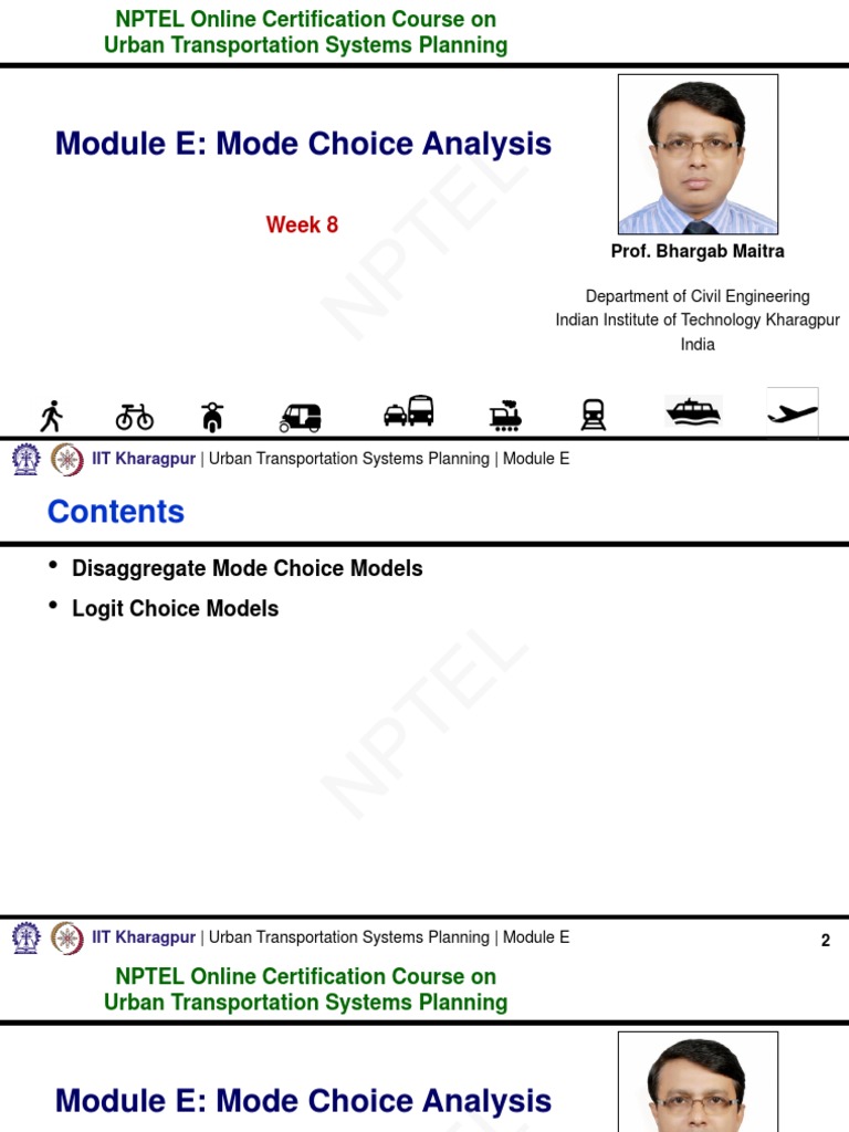 UTSP - Week 8-Module E-Mode Choice Analysis | PDF | Statistical Theory | Statistics