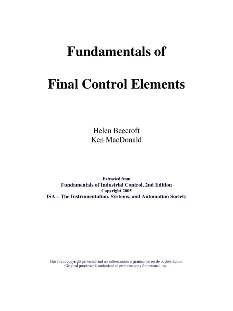 Fundamentals of Final Control Elements | Download Free PDF | Valve ...