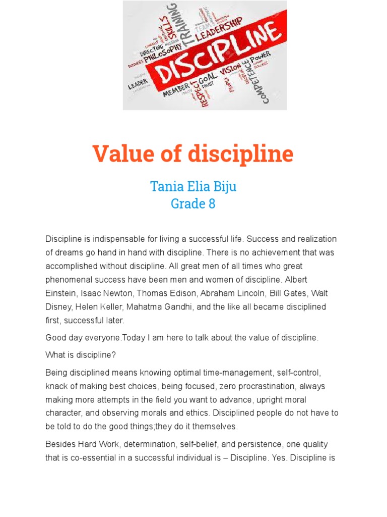 Value of Discipline Speech | PDF | Disciplines | Human Nature