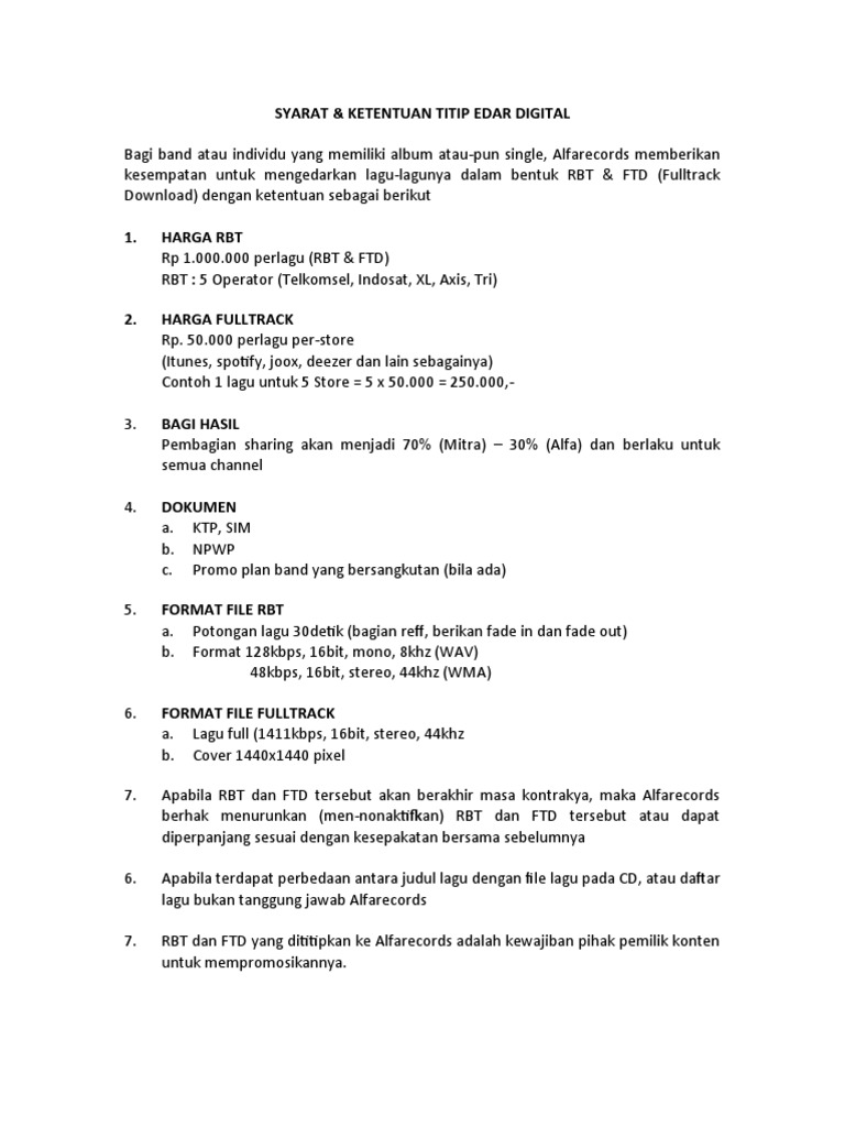 Syarat & Ketentuan Titip Edar Digital | PDF