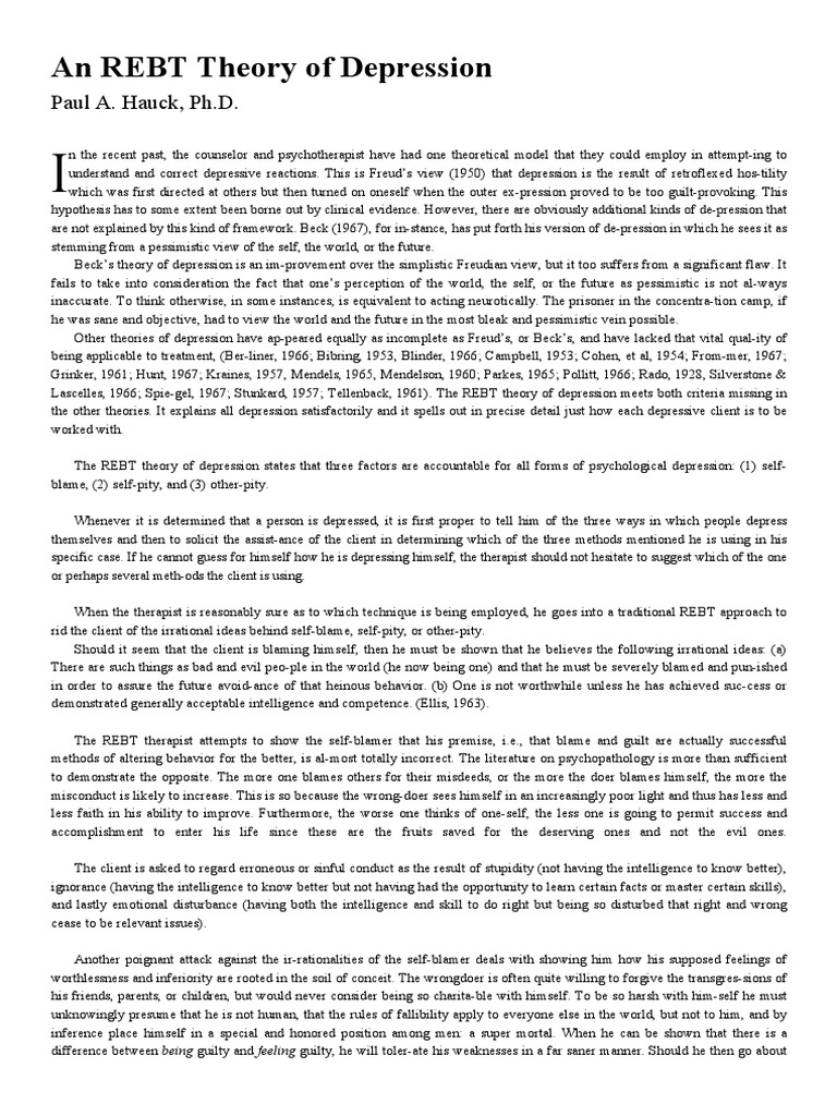 An REBT Theory of Depression | PDF | Rational Emotive Behavior Therapy ...