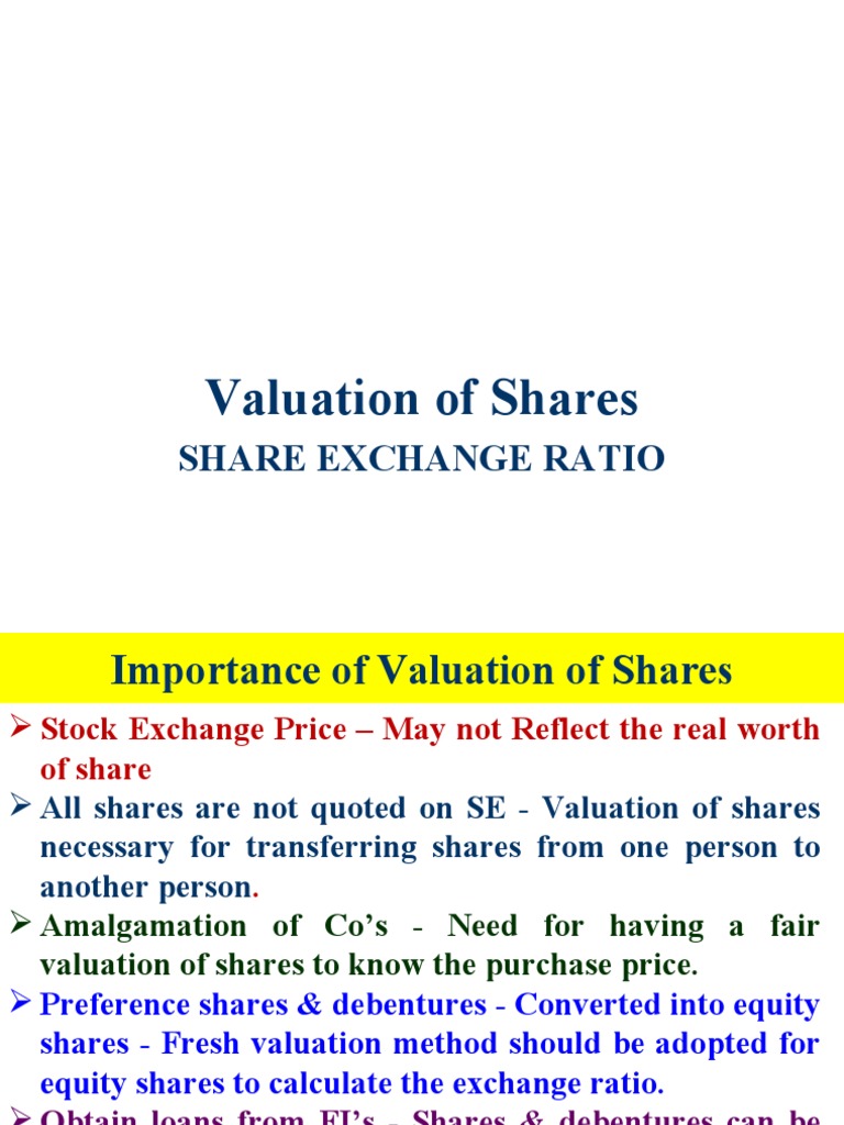 Importance of Share Valuation Methods | PDF | Fair Value | Valuation ...