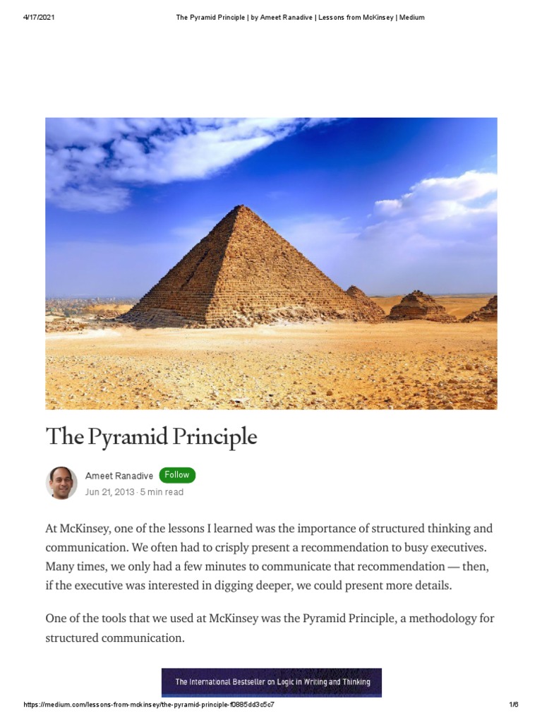 The Pyramid Principle - by Ameet Ranadive - Lessons From McKinsey ...