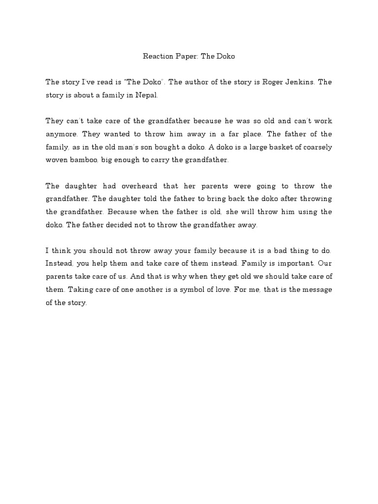 Family Care in "The Doko" Story | PDF | General Fiction