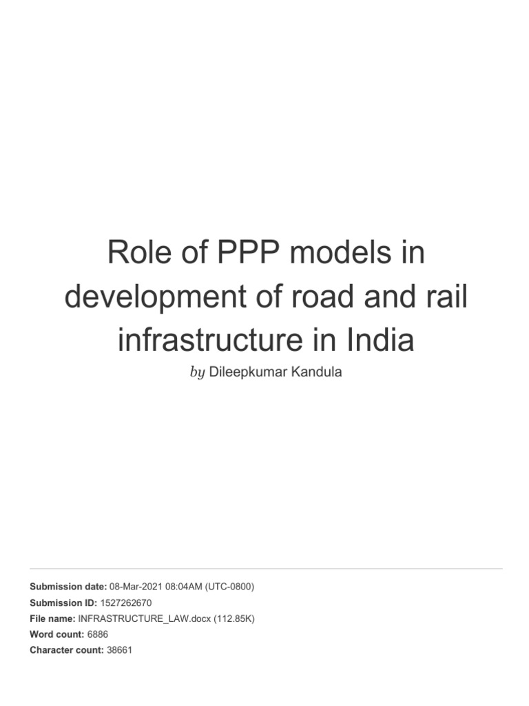 Role of PPP Models in Development of Road and Rail Infrastructure in ...
