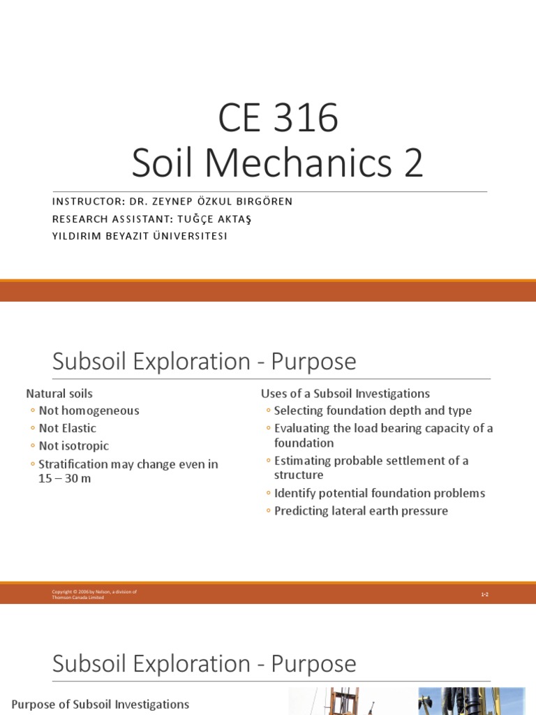 Week 1-Subsoil Exploration | PDF | Drilling Rig | Civil Engineering