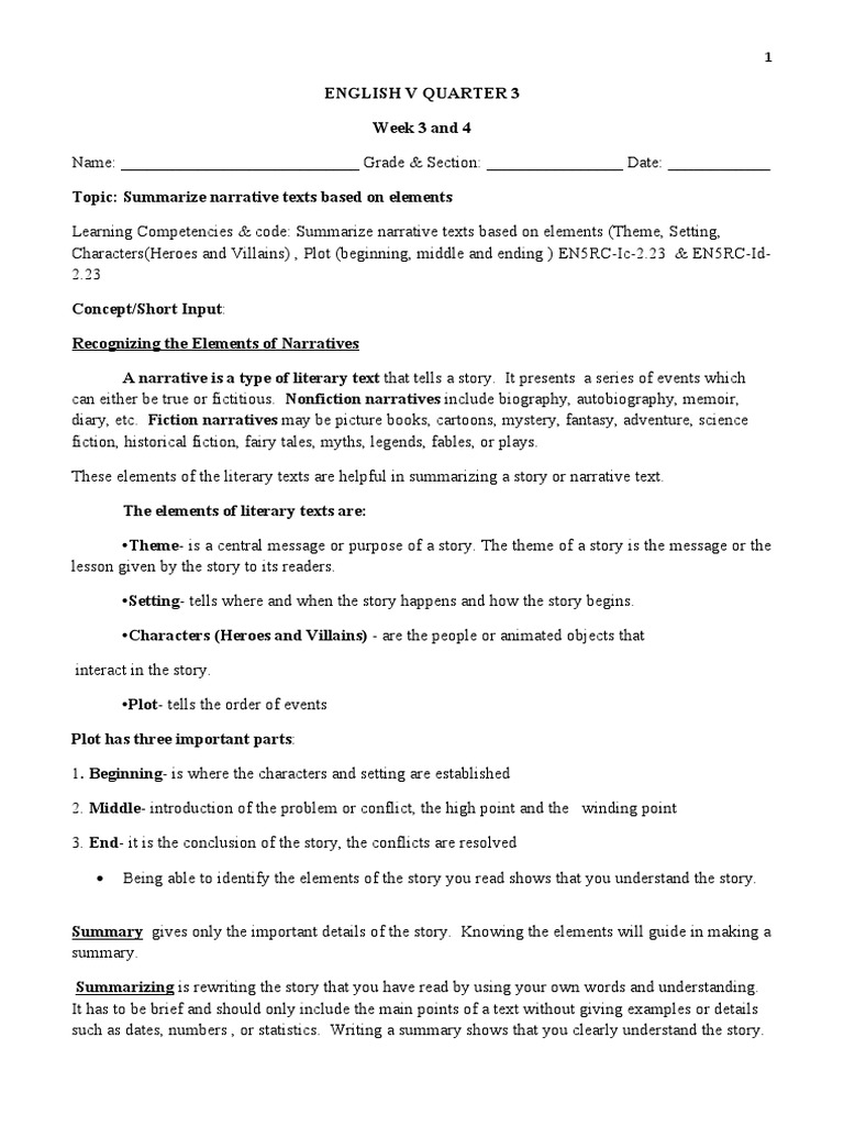 ENGLIS Week 3 4 | PDF | Narrative | Little Red Riding Hood