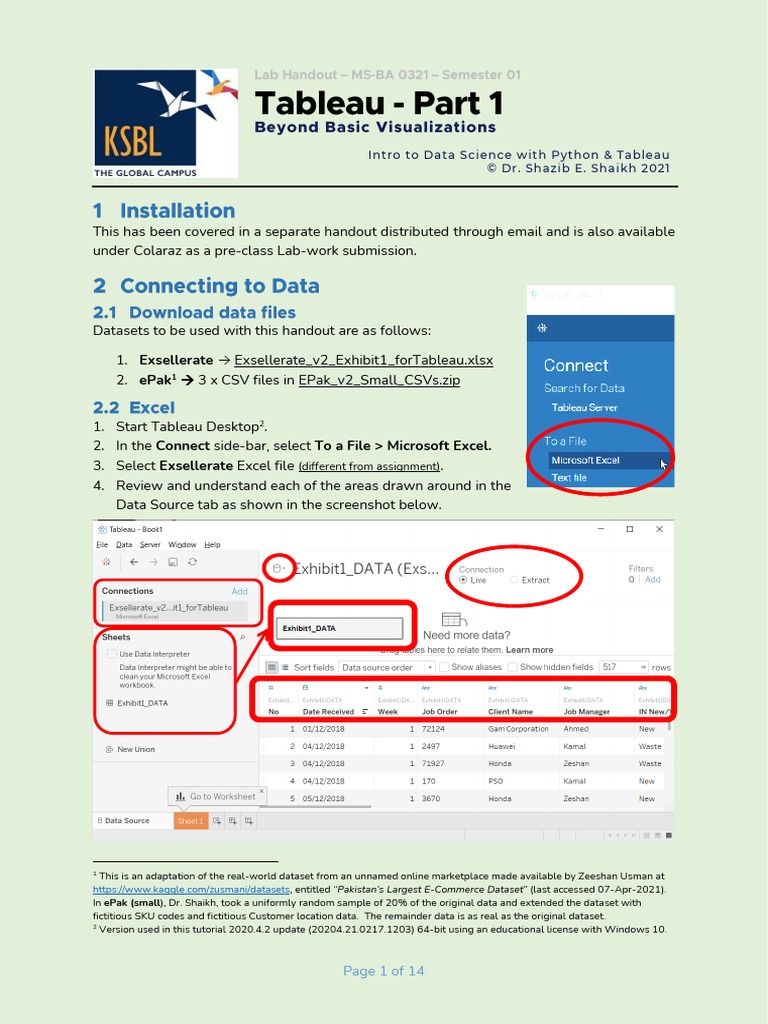 Lab Handout - Tableau 01 - Beyond Basic Visualization v02 | PDF | Comma Separated Values ...