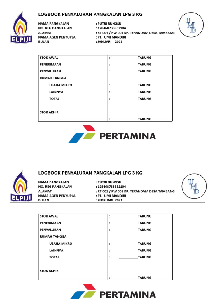 LOGBOOK PENYALURAN LPG | PDF