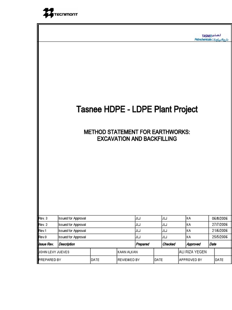 Tasnee HDPE-LDPE Earthworks Method | PDF