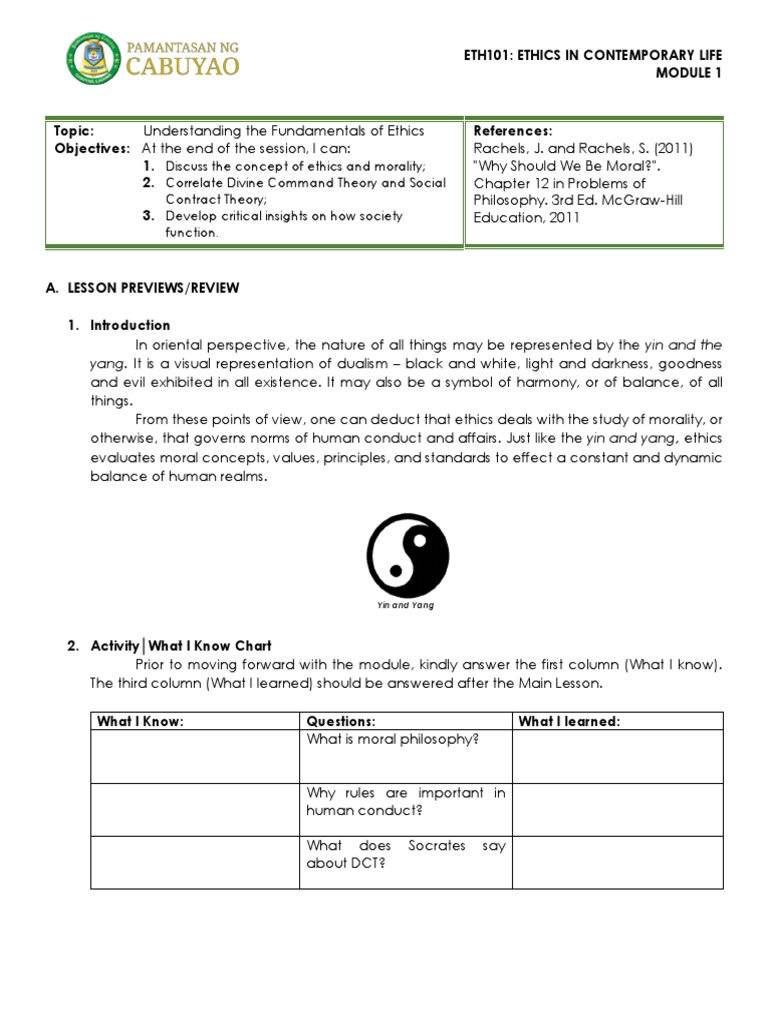 Eth101 - Module 1 - Understanding Ethics | PDF | Value (Ethics) | Morality