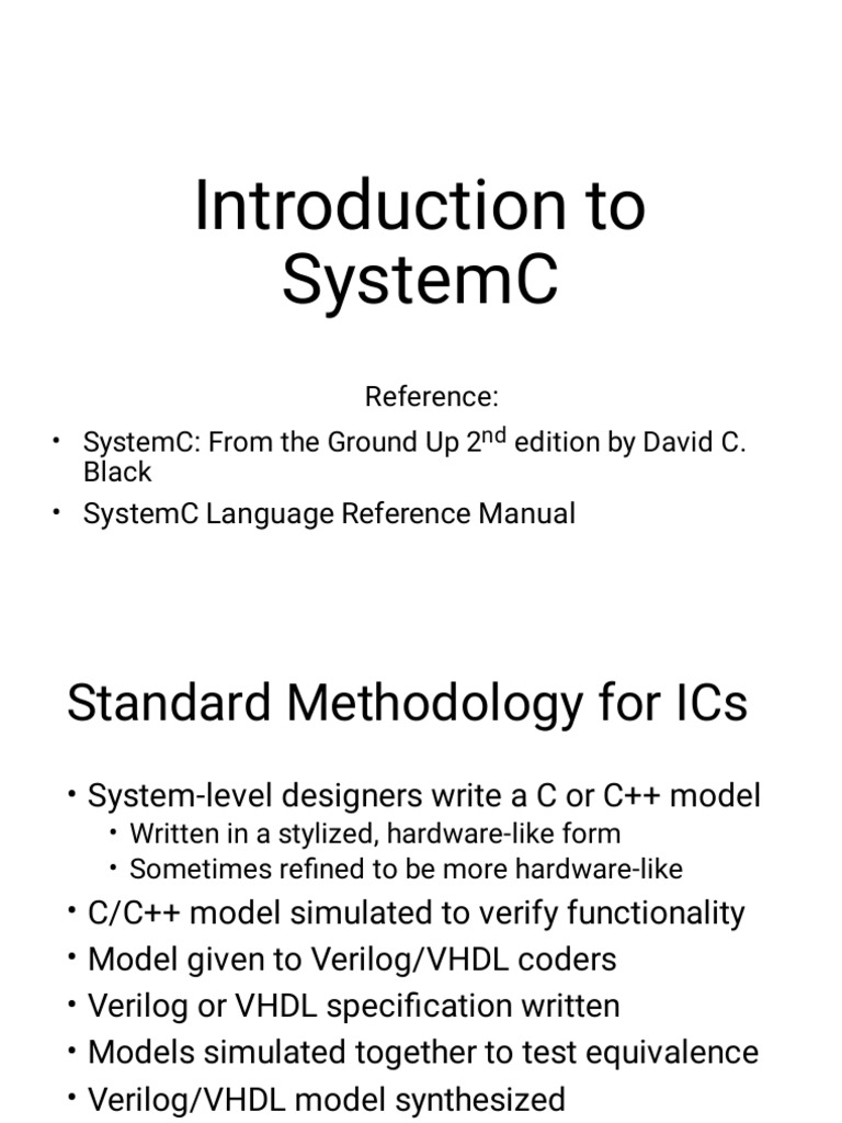 Introduction To Systemc Systemc Language Reference Manual Pdf Boolean Data Type Vhdl