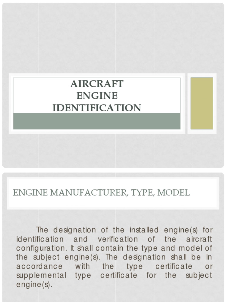 Aircraft Engine Identification Codes | PDF | Engines | Vehicle Technology