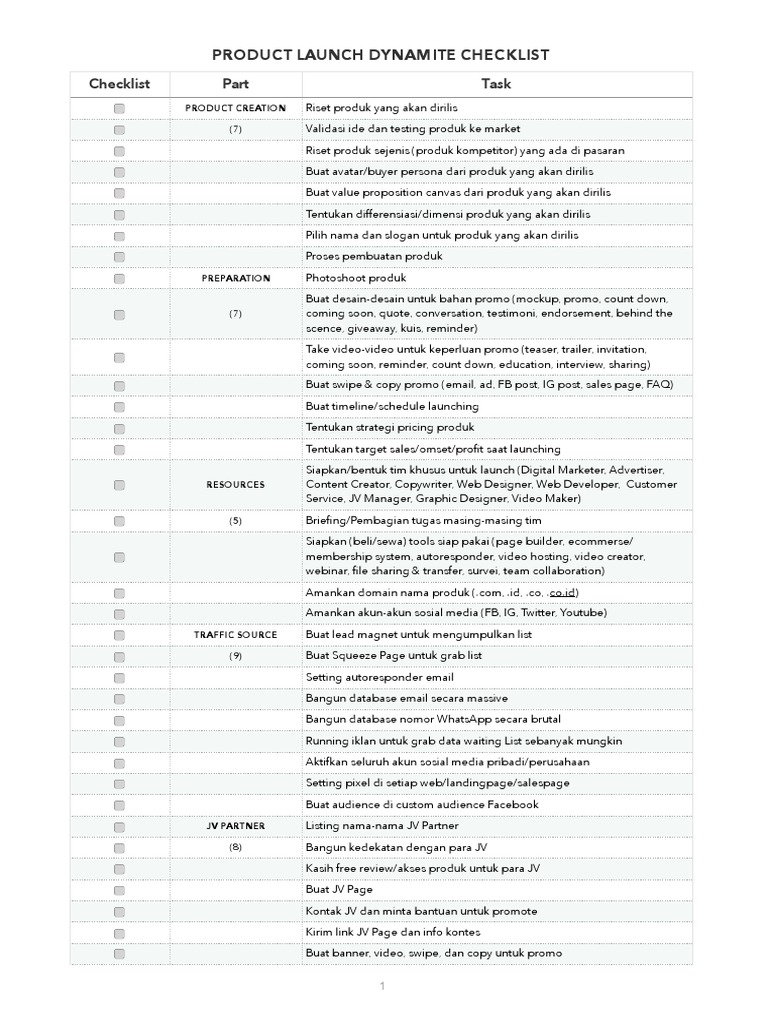 Product Launch Checklist | PDF