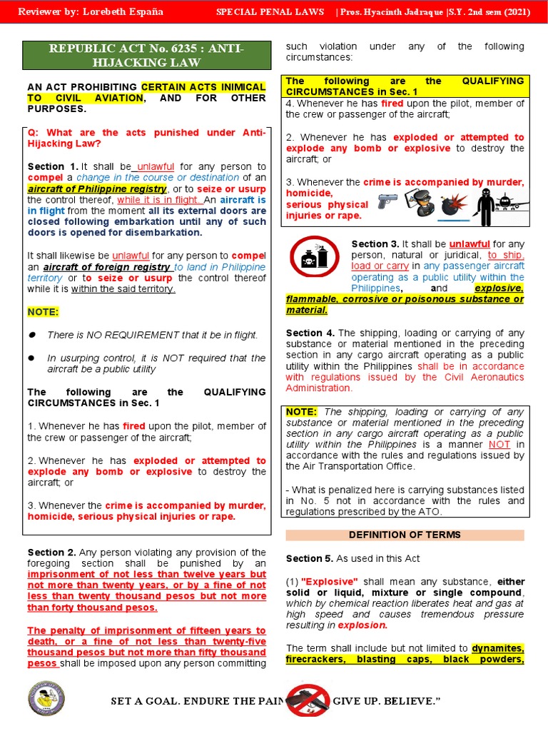 Anti-Piracy, Anti-Hijacking Law - Anti Arson | PDF | Arson | Crime ...