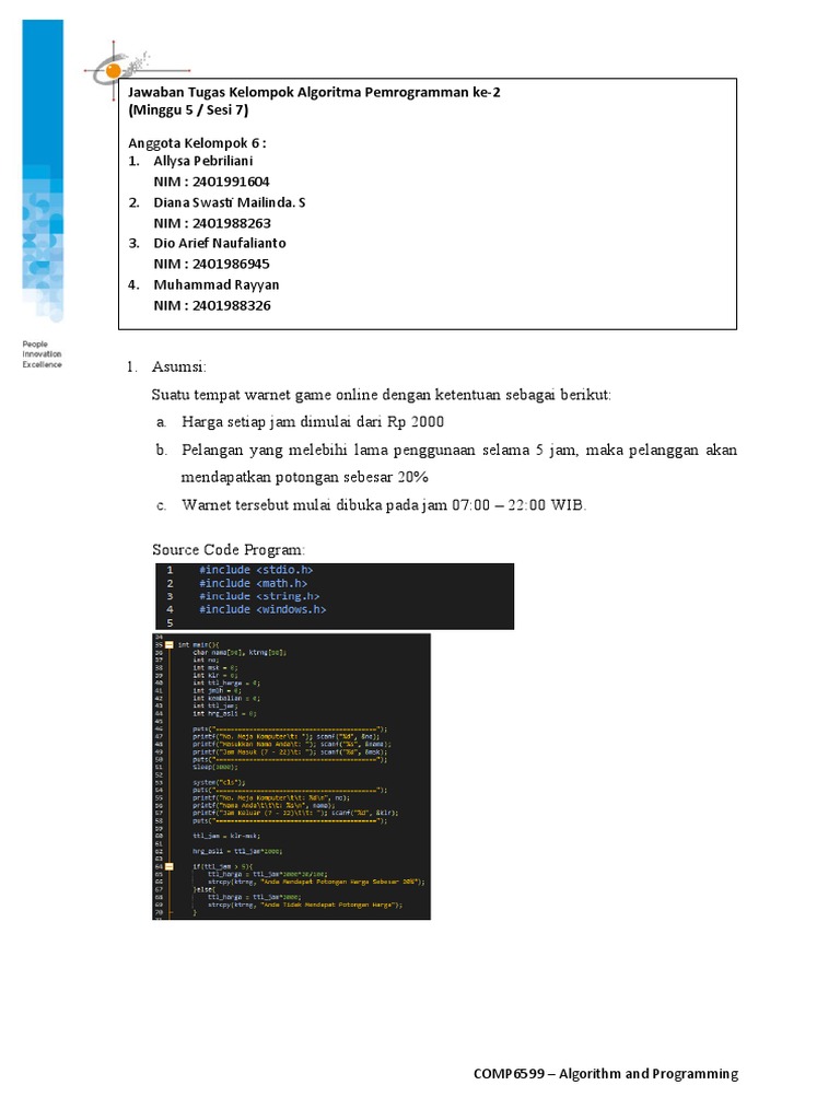 Tugas Kelompok Ke 1 Algoritma & Pemrogramman | PDF