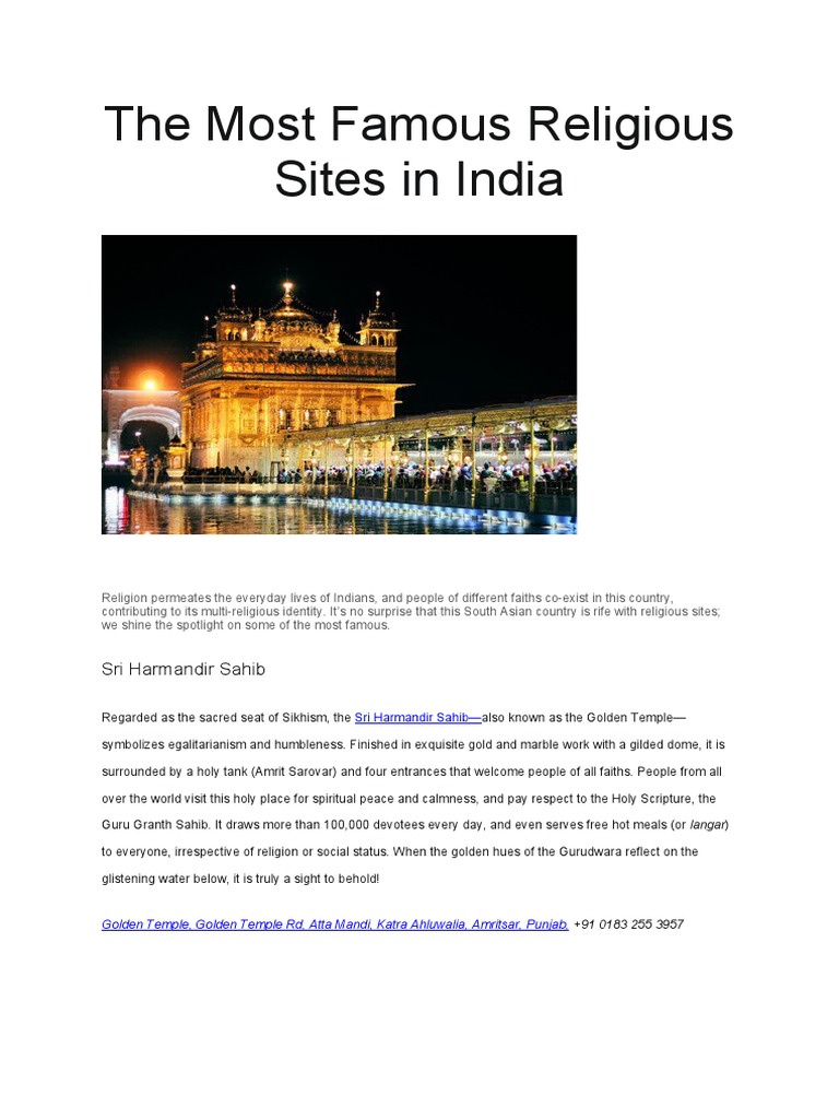 The Most Famous Religious Sites in India | PDF | Indian Religions ...
