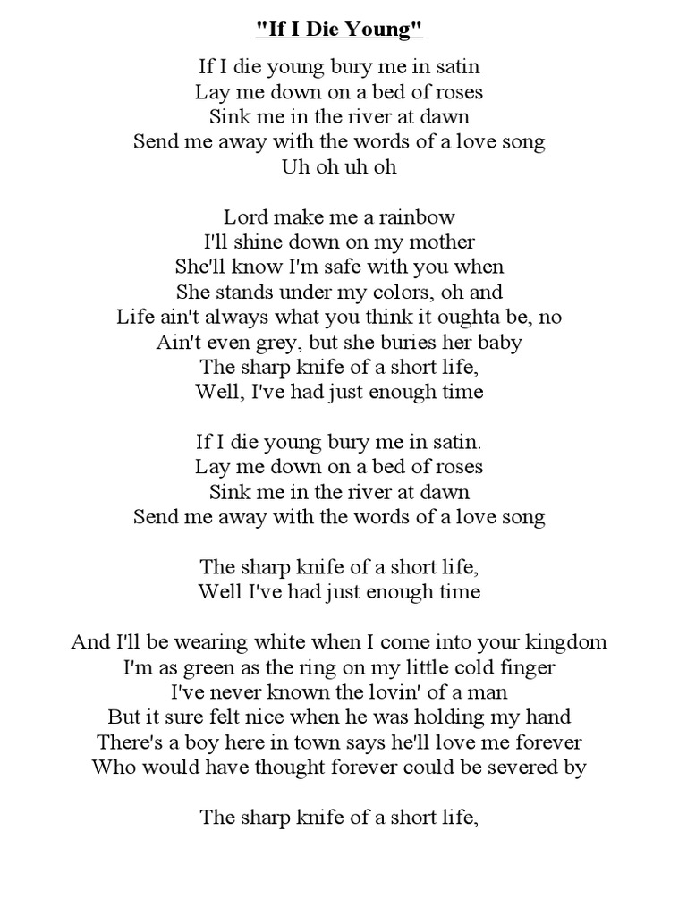 If I Die Young: Lyrics and Themes | PDF | Poetry