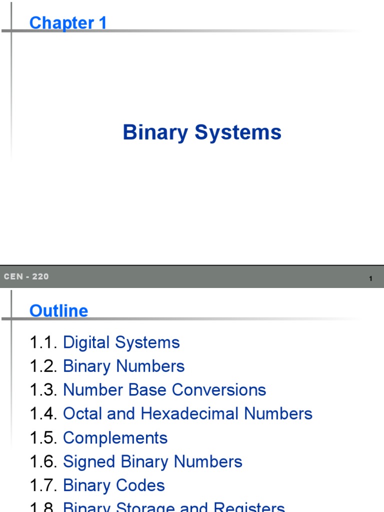 01 Lecture Binarysystems Pdf Subtraction Binary Coded Decimal