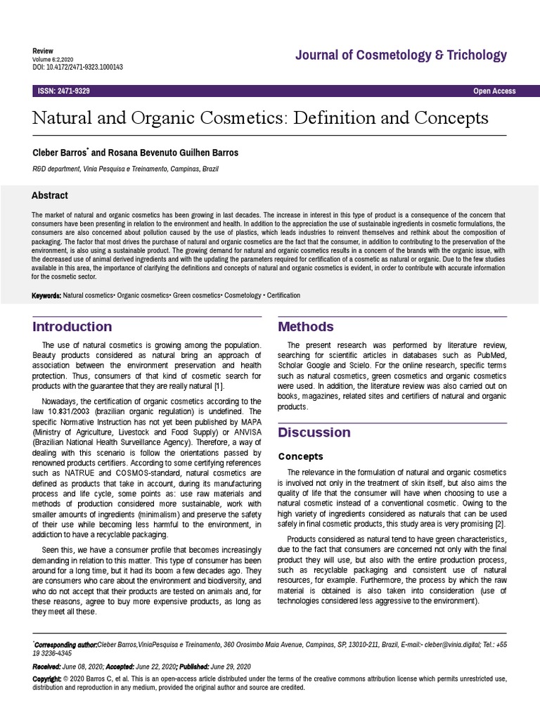 Natural and Organic Cosmetics Definition and Concepts | PDF | Cosmetics ...