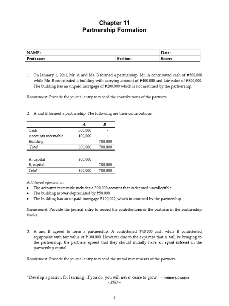 Quizzes Chapter 11 Partnership Formation | PDF | Partnership | Business Law