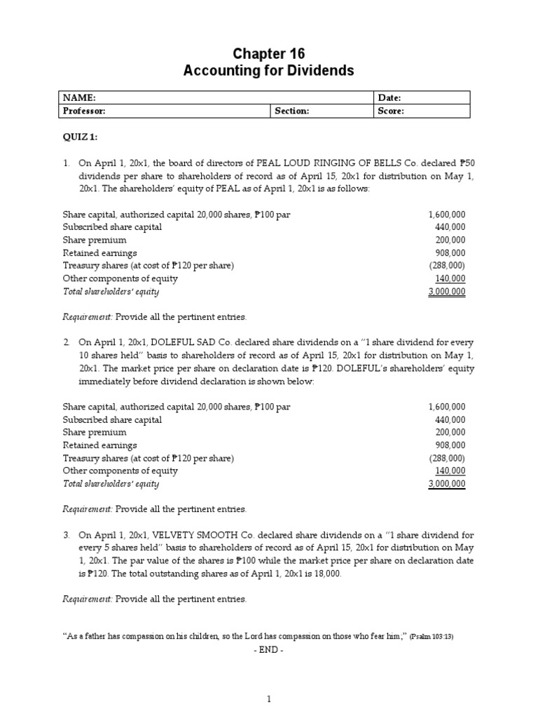 Accounting for Dividends and Calculating Shareholder Distributions ...