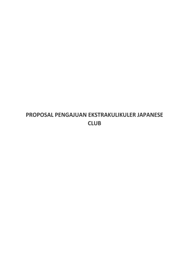 Proposal Ekstrakurikuler Japanese Club | PDF